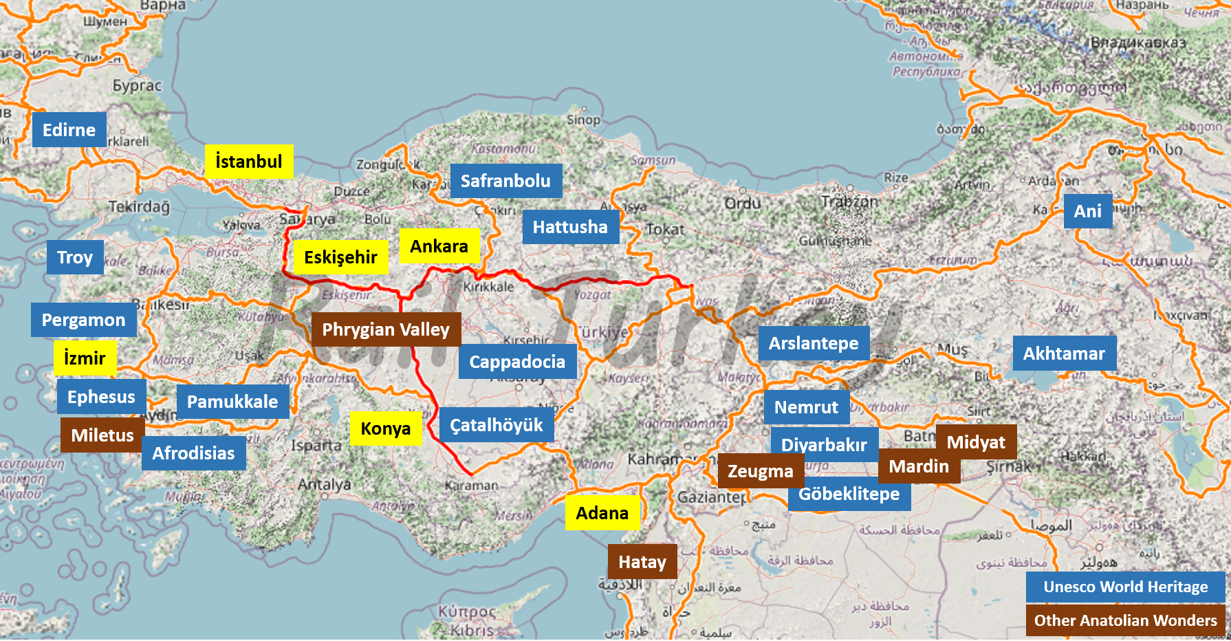 Touristic routes – Rail Turkey En