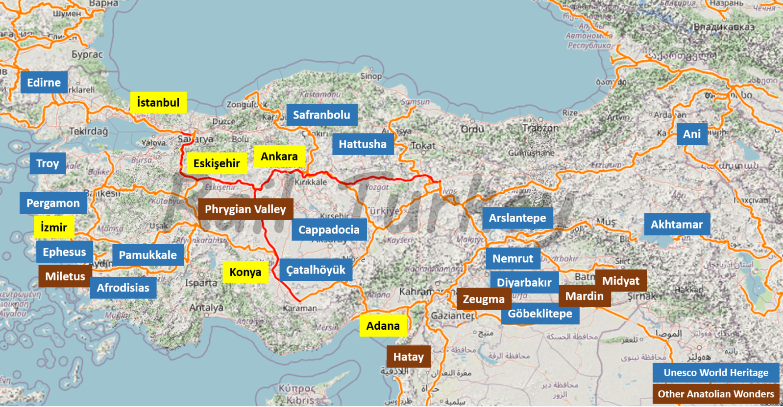 Touristic routes – Rail Turkey En